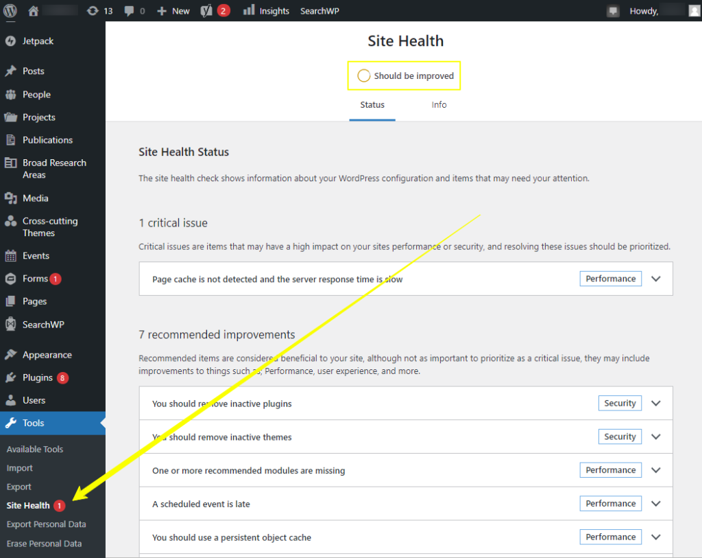 WordPress Site Health: what is it and where to find it? | Itomic